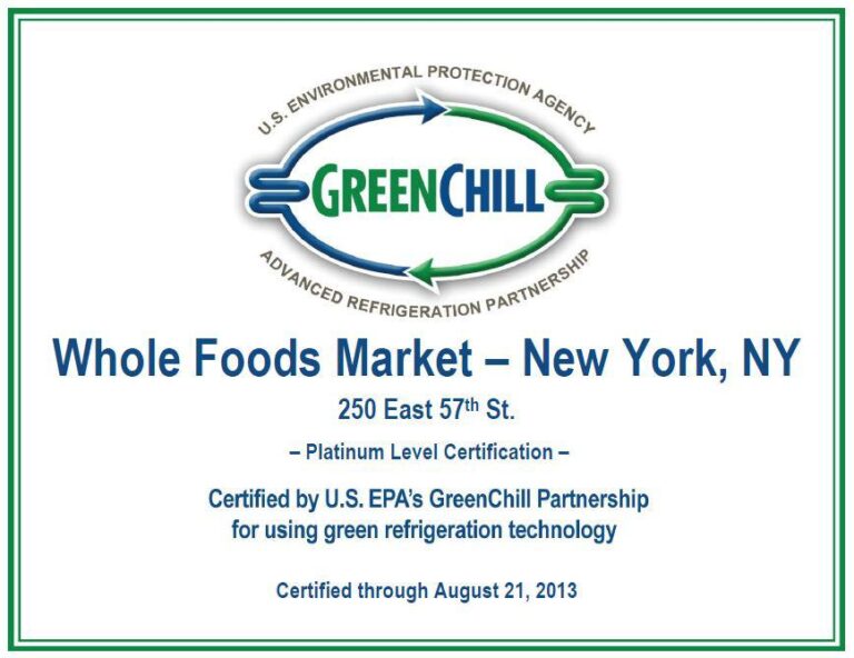 Whole Foods 57th Street, NYC, has been awarded the GreenChill Platinum ...